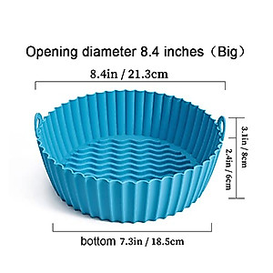 NorthEarth 8.5 inch Air Fryer Silicone Pot -Food Safe Air fryers Oven Accessories | 2 Pack Reusable Air Fryers Baking Oven Accessories Food Grade Non Stick Replacement Parts Tray (Blue&Green)