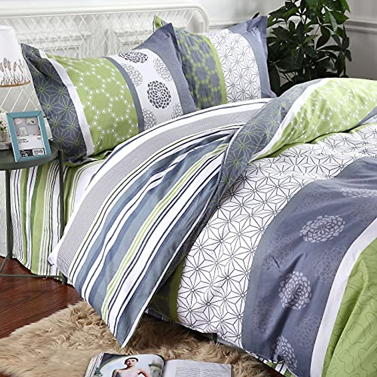 Swanson Beddings Serene 3-Piece 100% Cotton Bedding Set: Duvet Cover and Two Pillow Shams (Queen)