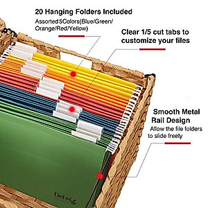 Greenstell File Cabinet with 20 Hanging Filing Folders, Mobile File Cabinet for Home Office, Decorative Organize, Under Desk Rolling Office File Cabinet for Legal Letter Size, Easy to Assemble Natural