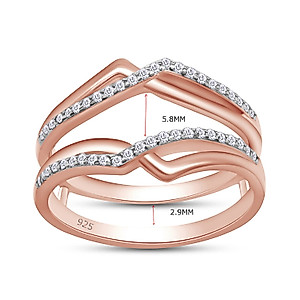 SAVEARTH DIAMONDS 1/4 ct t.w Round Cut Lab Created Moissanite Diamond Infinity Wedding Band Guard Ring Enhancer For Women In 14K Rose Gold Over Sterling Silver(D Color, VVS1 Clarity 0.25 Cttw)-4
