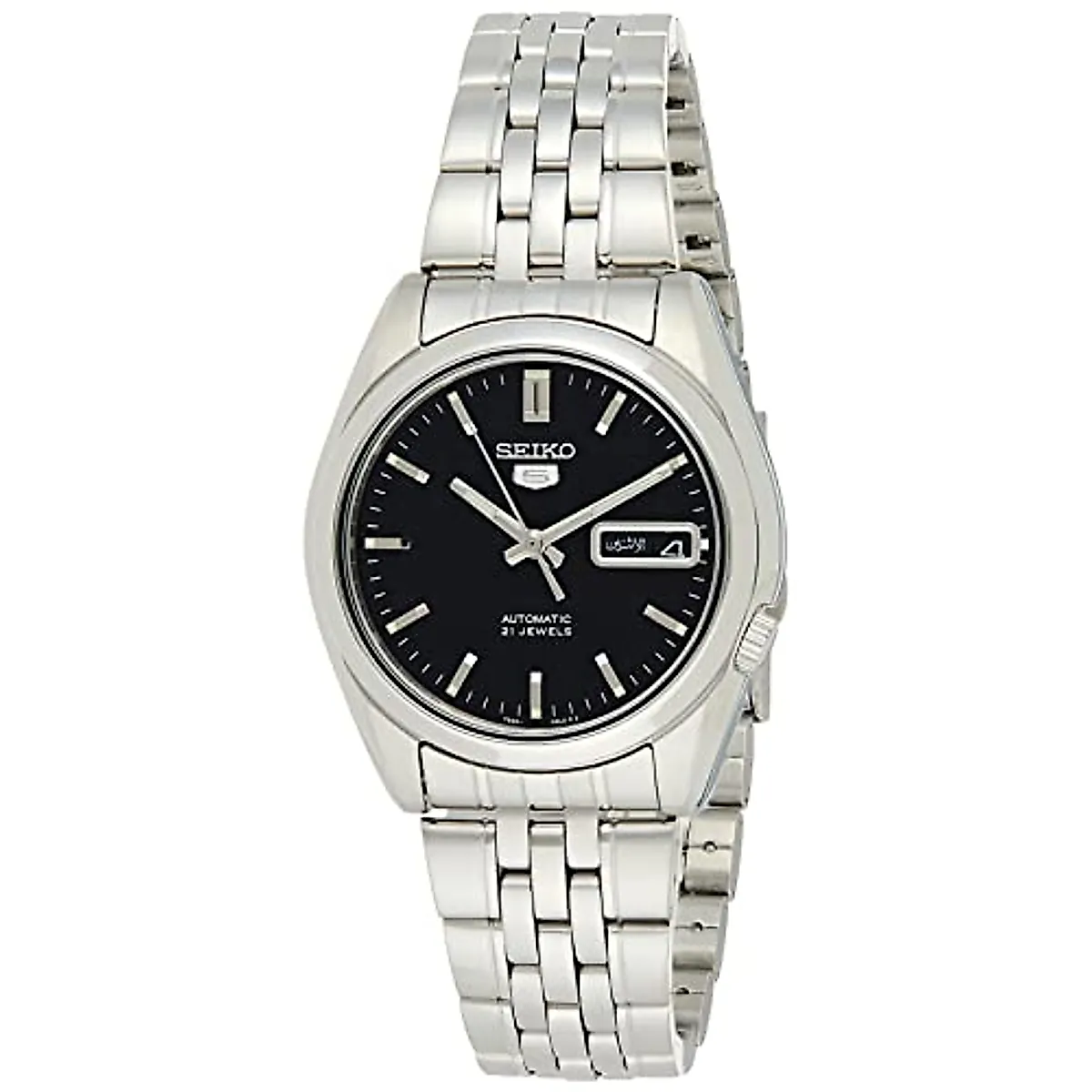 Seiko Men's SNK361 Stainless Steel Analog with Black Dial Watch