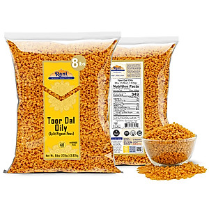 Rani Toor Dal (Split Pigeon Peas) Oily, 128oz (8lbs) 3.63kg Bulk ~ All Natural | Gluten Friendly | NON-GMO | Vegan | Indian Origin