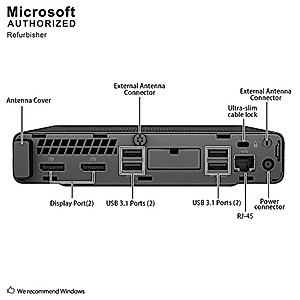 HP EliteDesk 800 G4 4CB30UT Mini Desktop (2.1 GHz Intel Core i5-8500T, 8 GB DDR4 SDRAM, 256 GB SSD, Windows 10 Pro) (Renewed)