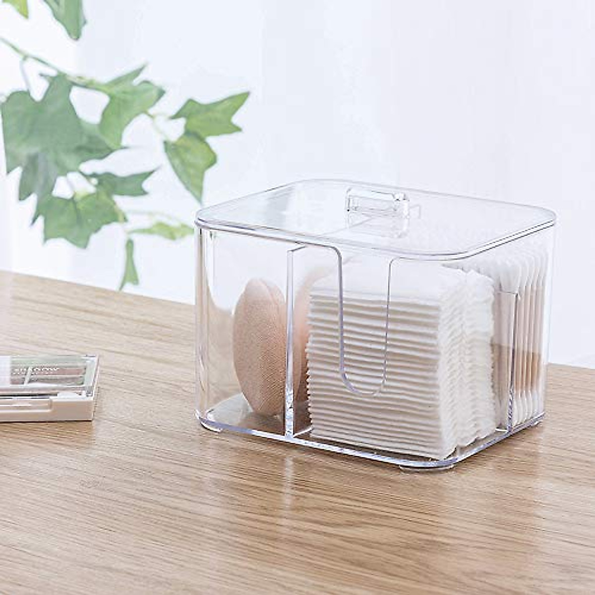 Poeland Cotton Pads Holder Cotton Swab Balls Holder Organizer Cosmetic Pads Container Flossers Box Case