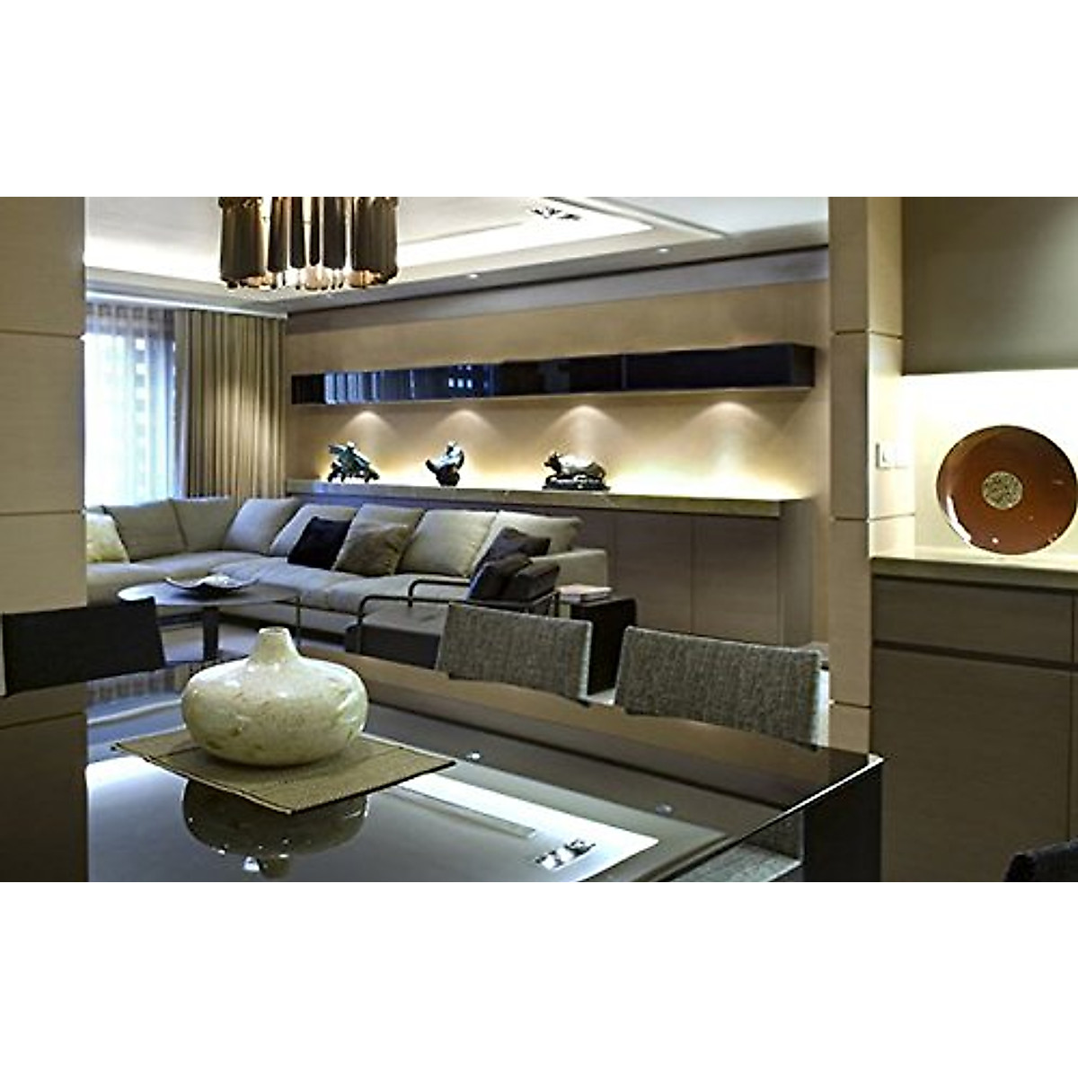 LIT-PaTH LED Cabinet Puck Lighting Fixture, 12W 1020 Lumens, Dimmable Under Counter Light for Kitchen Closet Lighting, 6-Pack