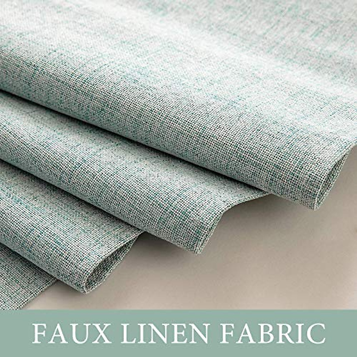 MIULEE 100% Blackout Curtain Linen Textured for Sliding Patio Door/Bedroom/Living Room Thermal Insulated Room Divider Curtain 1 Panel 100" Wide x 84" Long Seafoam Green