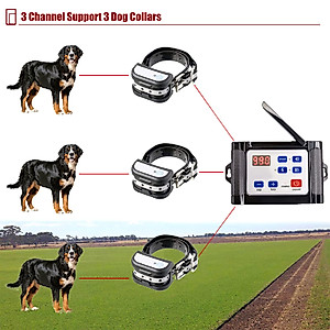 HEXIEDEN Wireless Electric Dog Fence,Pet Boundary Containment System,Safe Effective Vibrate/Shock Dog Collar,Waterproof,Rechargeable,Adjustable Range,Harmless,for 1 2 3 Dogs,for3dogs