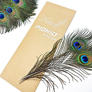 Piokio 50 pcs Natural Peacock Feathers in Bulk 10-12 inch(25-30 cm) Bulk for DIY Craft, Wedding, Mardi Gras Decoration