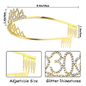 WILLBOND 30th Birthday Sash and Tiara Set 30 and Fabulous Satin Sash Gold Glitter Birthday Rhinestone Tiara Crown for 30th Party Supplies Favors Decorations