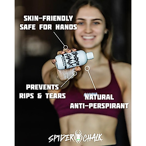 SPIDER CHALK 8oz White Widow Extreme Liquid Chalk, Dry Hands, Better Grip for Gym, Powerlifting, Weightlifting - Skin Friendly, Made in The USA