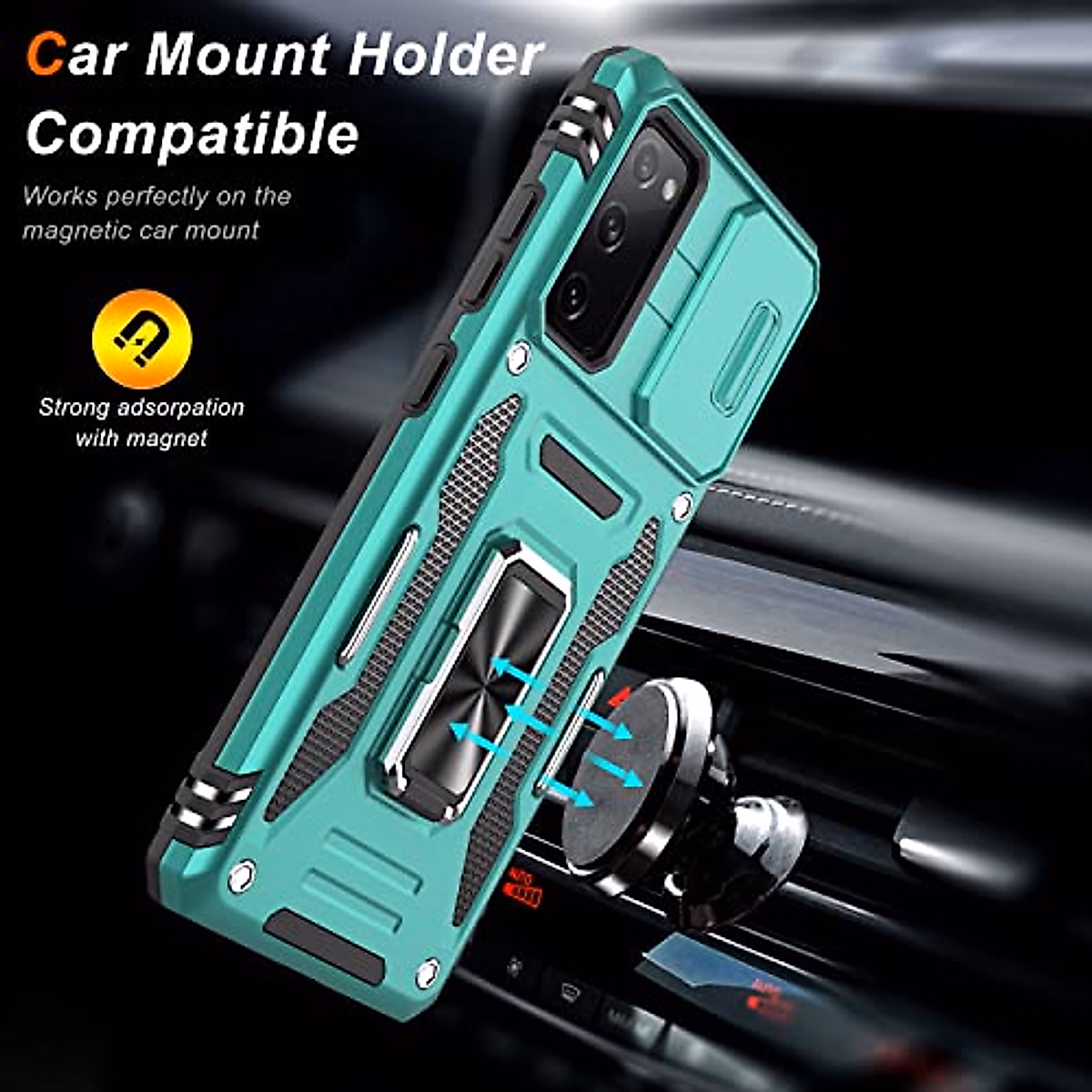 LUMARKE for Galaxy S20 FE Case with Camera Protection and Screen Protector Pass 16ft Drop Test Military Grade Protective Phone Cover with Kickstand Turquoise