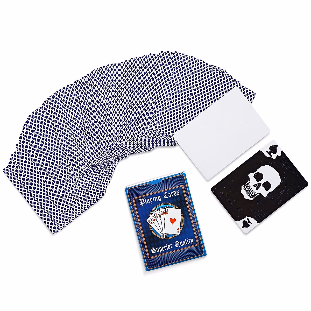 BLUE PANDA 224 Blank Custom Cards for DIY Game Cards - Checkered Diamond Backing - Blank Playing Cards to Write on - Blank Game Cards - Blank Playing Cards with Back Design (4 Decks, 3 x 4 In)