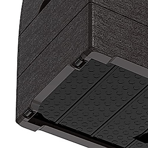 DuraMax 71 Gallon Outdoor Furniture Organizer Storage Box Bench with Wheels and Side Handling Grip for Patio, Deck, and Garden, Brown