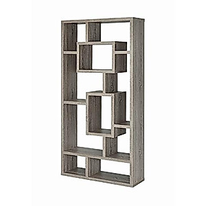Coaster Furniture Geometric Cubed Rectangular Bookcase 11.5" D x 35.5" W x 70.75" H Weathered Grey 800512