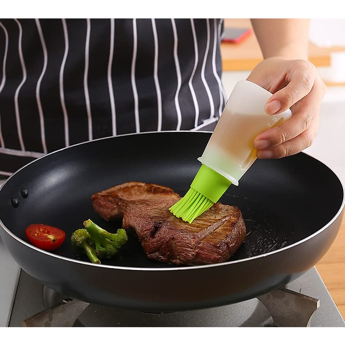 HLLMX 2 PCS Silicone Oil bottle brush Portable Oil Bottle Barbecue Brush Silicone Cooking Grill Barbecue Baking Pastry Oil,Honey,Sauce Bottle Brush Silicone Kitchen bbq Cooking Tool