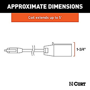 CURT 57281 5-Foot 7-Way RV Blade Vehicle-Side to 5-Way Flat Trailer Wiring Adapter Extension Harness