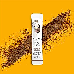 Pique Organic Sacred Lily Oolong Tea Crystals - Caffeinated Tea, Supports Healthy Metabolism and Digestion - 14 Single Serve Sticks (Pack of 1)