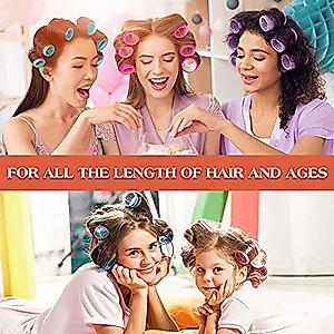 Velcro Volume Hair Rollers Set - 12 Jumbo Self-Grip Heatless Curlers for Long, Medium, Short, Thick, Fine, and Thin Hair with Bangs (3 Sizes)