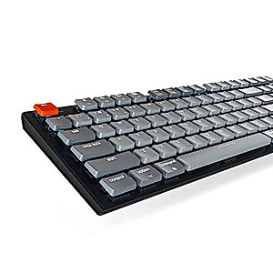 Keychron K1 Bluetooth Mechanical Keyboards,Wireless Mechanical Gaming Keyboard with Low Profile Gateron Blue Switch/White LED Backlight/USB C, 87 Keys N-Key Rollover for Mac Windows PC Gamer-Version 4