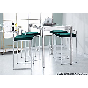 LumiSource Fuji Contemporary Counter Table (Stainless Steel, Clear Glass)