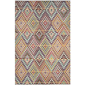 SAFAVIEH Monaco Collection Area Rug - 5'1" x 7'7", Multi & Beige, Boho Diamond Design, Non-Shedding & Easy Care, Ideal for High Traffic Areas in Living Room, Bedroom (MNC204F)