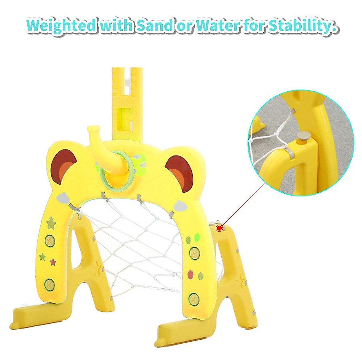 Enlitoys Kids Basketball Hoop Set, 3 in 1 Sports Activity Center Grow-to-Pro Adjustable Basketball Toy for Indoor & Outdoor, Best Gift for Kids （Yellow）