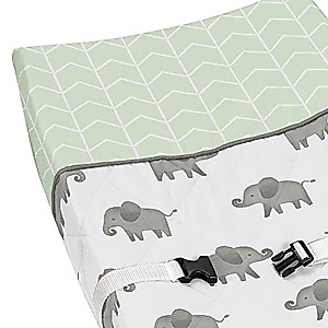 Sweet Jojo Designs Mint, Grey and White Changing Pad Cover for Watercolor Elephant Safari Collection