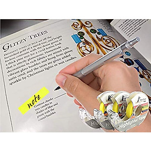 GreyParrot Tape Fluorescent Neon Highlighter Tape Removable, (3 Pack All Yellow), 1/2in x 600in Per Roll, Office/Craft Tape