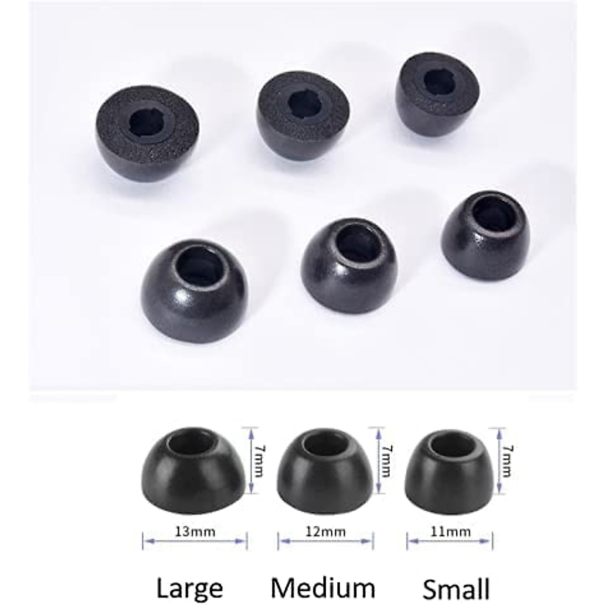 Zotech 3 Pairs Replacement Fit in Case Memory Foam Ear Tips for Beats Fit Pro Beats Studio Buds (S/M/L, Black)