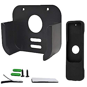 Wall Mount Bracket Compatible with Apple TV 4K 5th and 4th Generation - HJYuan TV Mount Holder with Black Siri Remote Silicone Protective Case Cover Compatible with Apple TV 4K 5th and 4th Gen