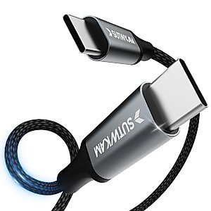 SUTWKAM USB C 3.2 Gen 2 Cable Full Featured [100W Charge, 20Gbps Data, 4K Video] Compatible with USB C Monitor, PSS Drive, Thunderbolt 3/4, iPhone, Samsung, MacBook, Pad, Laptop and More