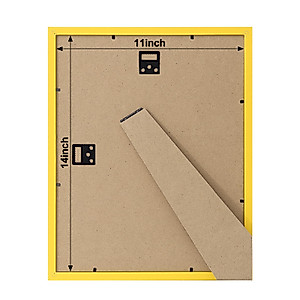 Vittanly 11x14 Picture Frame, Engineered Wood with Shatter Resistant Plexiglass, Display Pictures 8x10 with Mat or 11x14 without Mat, Photo Frame for Wall or Table Top Display, Yellow, 1 Pack