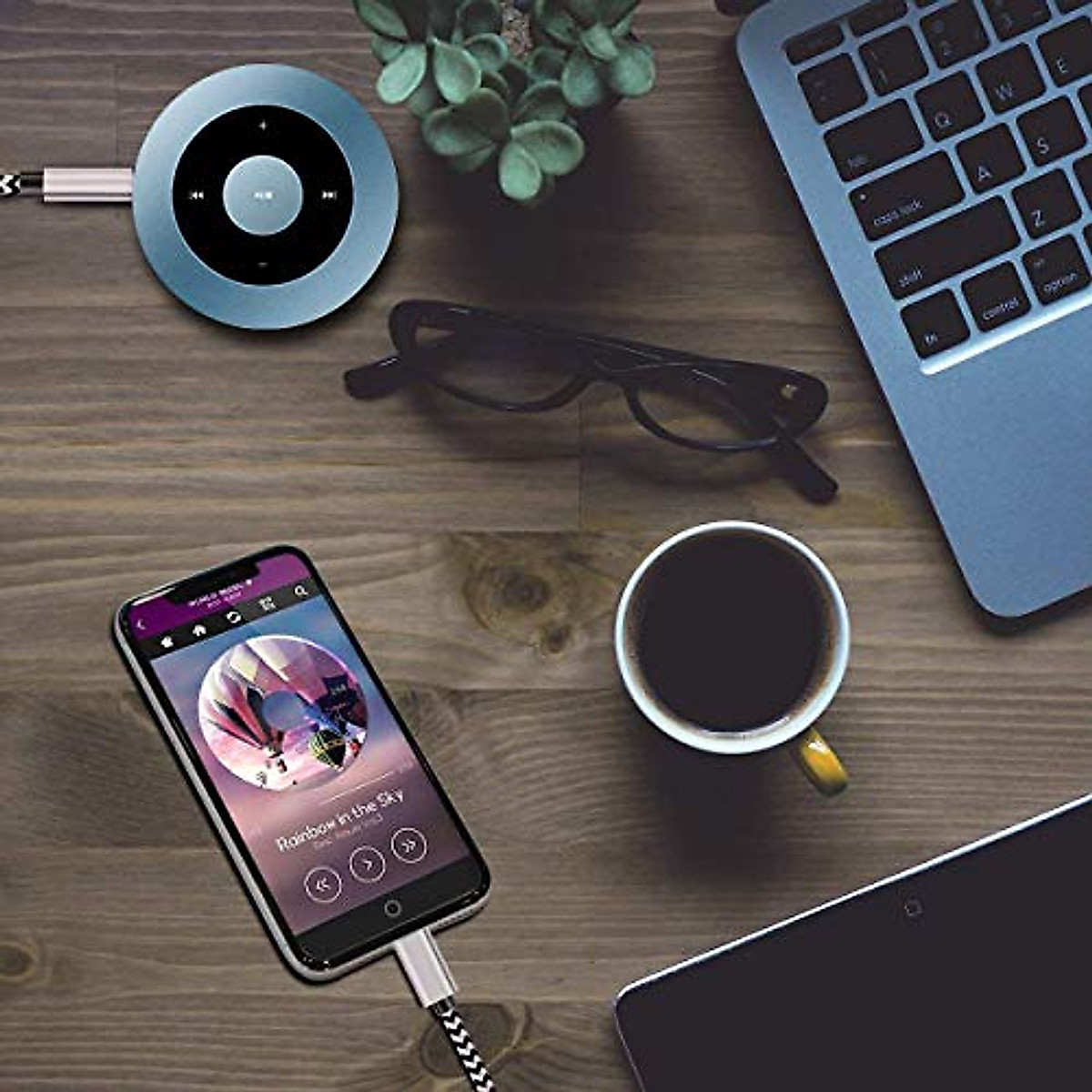 Nylon iPhone Aux Cord for Car, [Apple MFi Certified] Lightning to 3.5mm Headphone Jack Adapter Compatible for iPhone 14/13/12/11/XS/XR/X 8 7/iPad , iPod to Home Speaker/Car Stereo/Headphone (3.3FT)