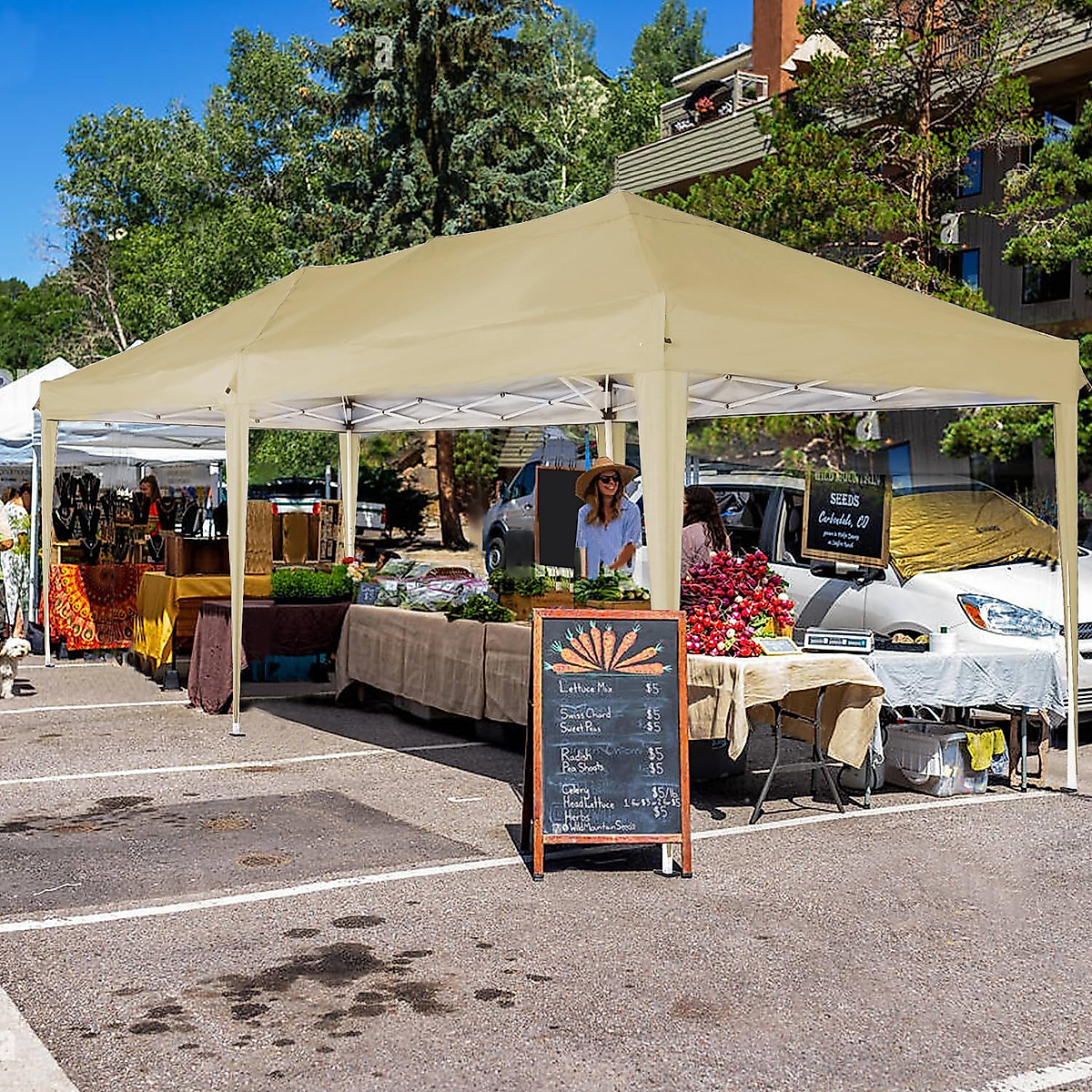 TOOLUCK 10x20 Pop Up Canopy Tent with 6 Sidewalls Tents for Parties Waterproof Camping Canopy Ez Up Party Tent Outdoor Portable Gazebo for Backyard Commercial Event Tent, Khaki