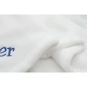 Tender Loving Stitches - Soft White Baby Blanket - Personalized with Baby’s Name and Cute Moon and Bear