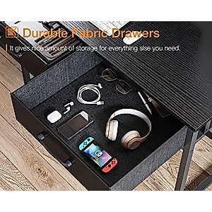 ODK 40 Inch Small Desk with Fabric Drawers, Vanity Desk with Storage, Home Office Desk for Small Spaces and Bedroom, Modern Work Writing Study Table, Black