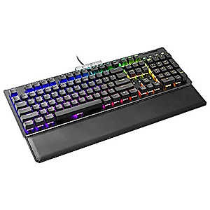 EVGA Z15 RGB USB Gaming Keyboard, RGB Backlit LED, Hotswappable Mechanical Kaihl Speed Bronze Switches (Clicky), 822-W1-15US-KR, Black