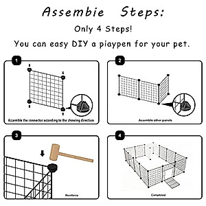 Kilodor Pet Playpen, Small Animal Cage Indoor with Door, 16 Panels DIY Metal Yard Fence, Indoor House for Guinea Pig, Kitten, Rabbit, Bunny, Puppy