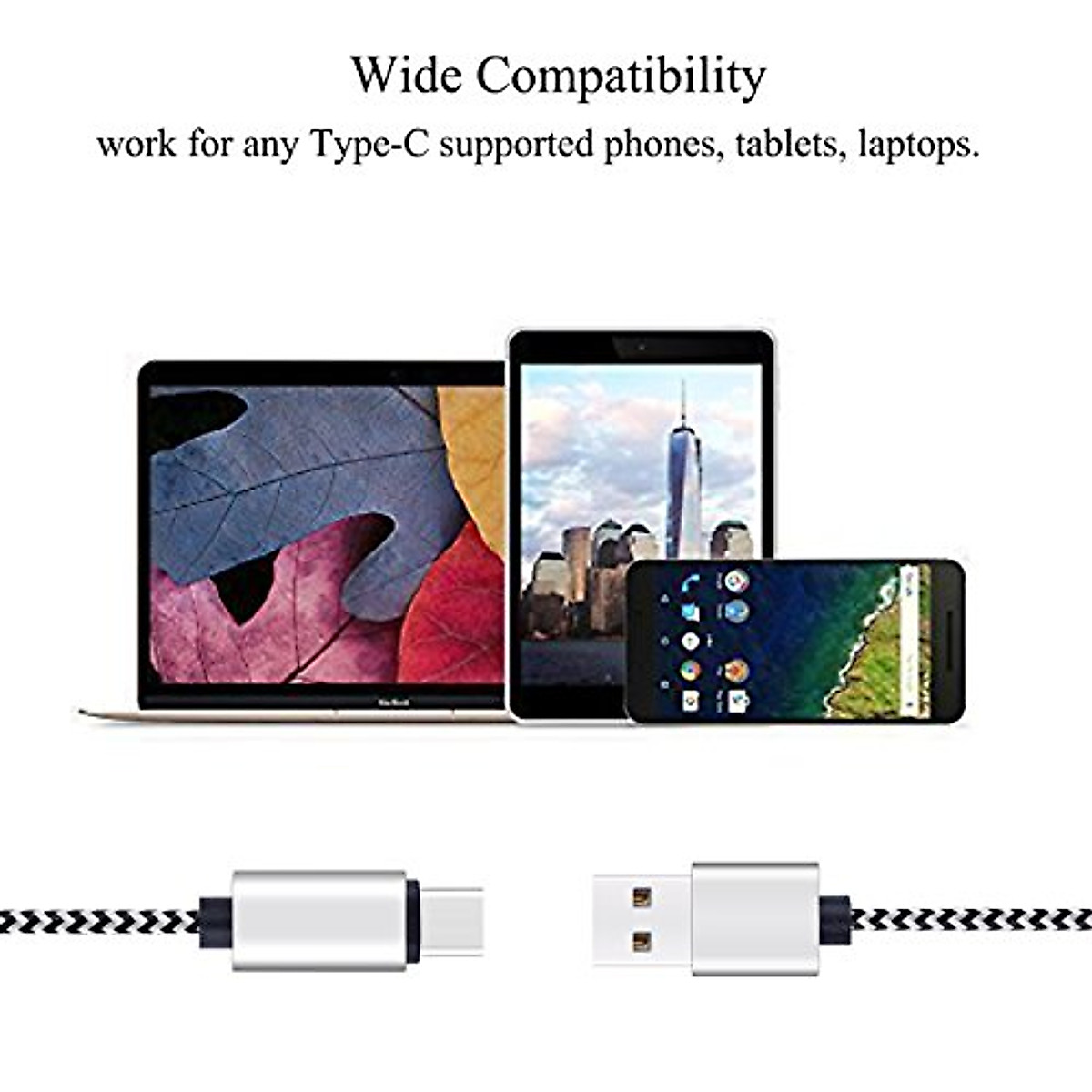 10ft USB Type C Cable 3Pack - Quick Charge & Durable