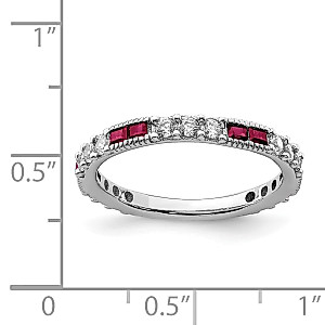 IceCarats 925 Sterling Silver Created Red Ruby Round Cubic Zirconia CZ Ring July Birthstone Jewelry Size 8