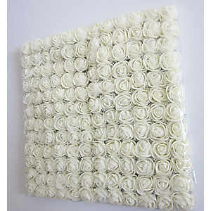 Artfen Mini Fake Rose Flower Heads 144pcs Mini Artificial Roses DIY Wedding Flowers Accessories Make Bridal Hair Clips Headbands Dress (Bottom add Gauze) Milk White