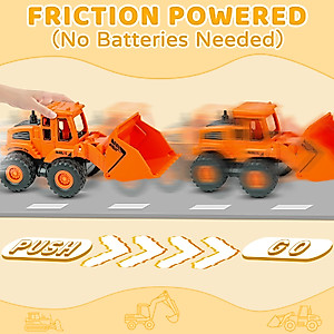 Beestech Construction Toys for 3 Years Old Boys Girls Kids, Friction Powered Construction Truck Toys Vehicles Sand Toys Trucks Excavator, Bulldozer, Road Roller (Colorful 4 Pack)