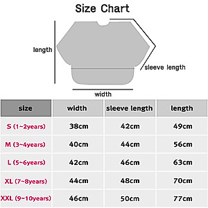 Plie Waterproof Kids Art Smocks 53 Colors (Age 1-10, S-XXL Size), Butterfly Print (38-XXL)