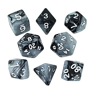 Paladin Roleplaying Gray and Black Dice - Expanded DND Set with Extra D20 - 'Claws of Darkness'