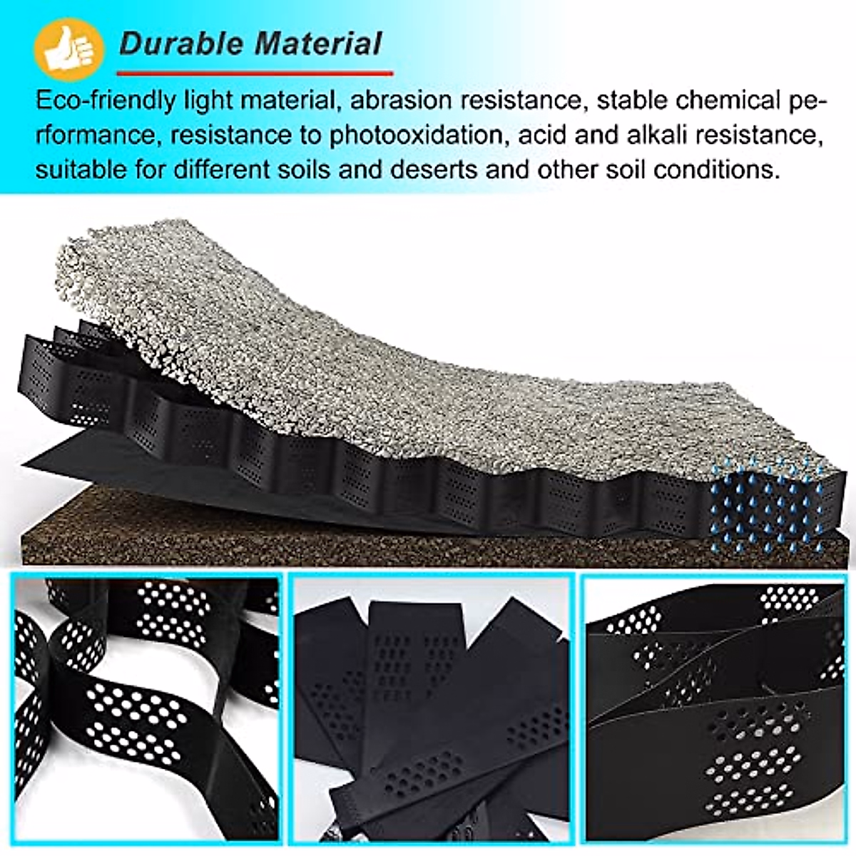 ZMQL Heavy Duty Geo Grid Ground Grid, Gravel Stabilizer Grid for Driving Load, 6.5/10/13/16/19.7 Ft Wide, Garden Path Embankment Reinforcement (Size : 2x6m/6.5x19.7ft)