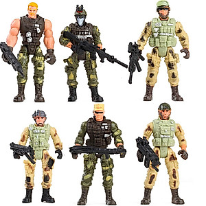 Fycooler US Army Men and SWAT Team Toy Soldiers Action Figures Playset with Military Weapons Accessories,Military Soldier Playset Military Figures Army Men Soldiers Toy for Kids Boys Gift,12Pcs