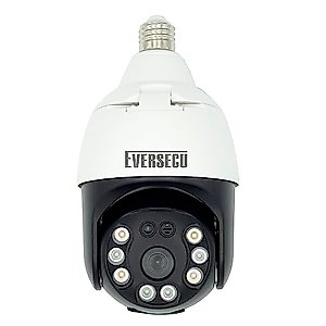 EVERSECU 2K 4MP Light Bulb Security Camera, Outdoor Waterproof, 360° View, 2.4G WiFi&Wireless, Motion Detection, Auto Tracking, 2 Way Audio, Color Night Vision, Work with Alexa Google