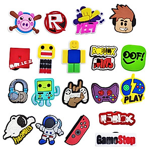 Wenmenra 19PCS Game Shoe Charms for Shoe Decoration Different Shape Charms Party Favors Birthday Gifts for Kids and Teens……, Plastic Polyvinyl Chloride