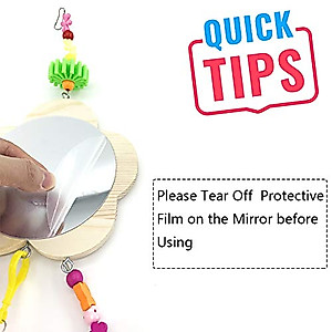 Vehomy Chicken Toys for Hens with Mirrors Chicken Wood Mirror Toy with Bell for Chicks Hens Roosters