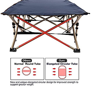 REDCAMP Extra Long Folding Kids Cot for Sleeping 7-15, Portable Toddler Cot Bed Child Travel Cot for Camping, Navy 75''x26''